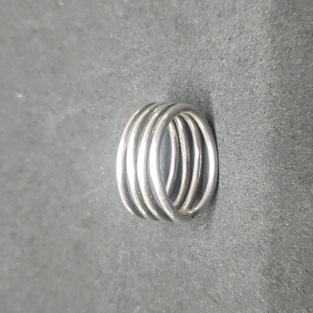 Sterling Silver Stacked Effect Ring - Gem